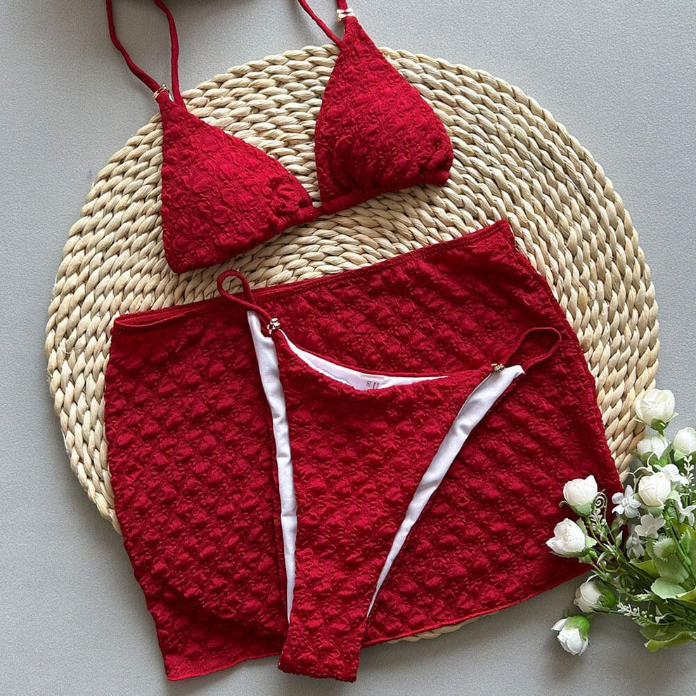 Opulent String Cheeky Micro Triangle Brazilian Three Piece Bikini Swim ...