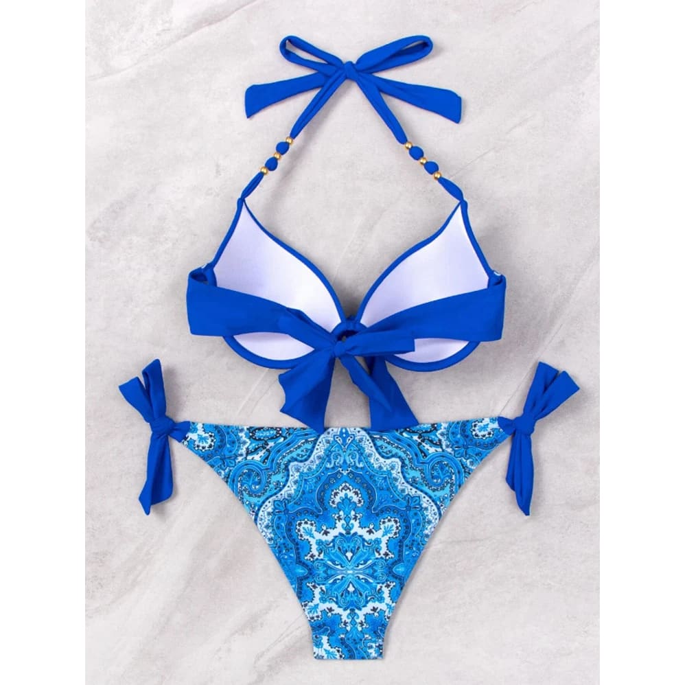 Sexy Print Bikini Set – Halter Bandage Swimwear | Sunnybikinis