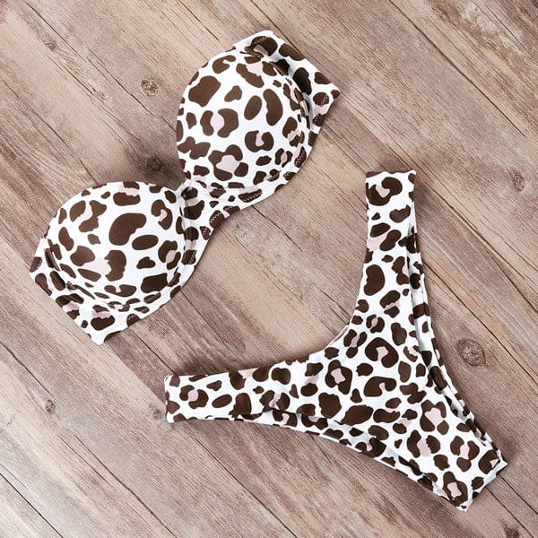Leopard Push Up Bandeau Brazilian Bikini Swimsuit – Sunnybikinis