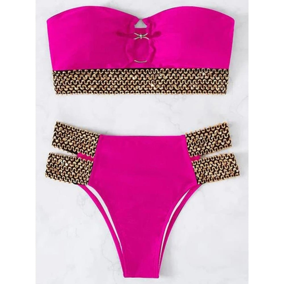 Sexy Flash Belt Strapless Bikini Bandeau Swimwear - Sunnybikinis